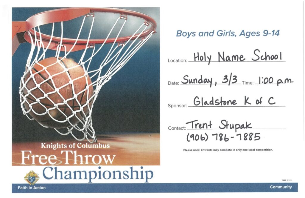 Knights of Columbus Free Throw Championship – Holy Name Catholic School